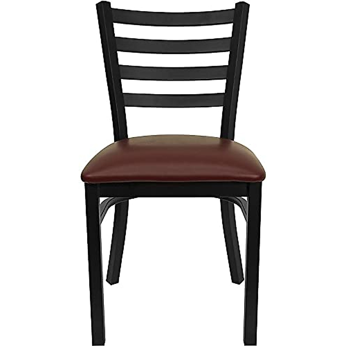 Flash Furniture 4 Pk. HERCULES Series Black Ladder Back Metal Restaurant Chair - Burgundy Vinyl Seat