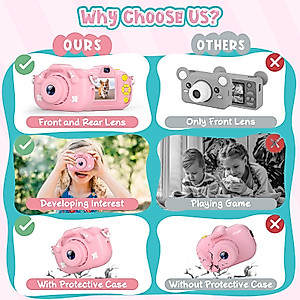 Kids Camera Toddler Camera for Girls Boys,32MP Selfie Kids Toy Digital Camera with No Game,32GB Card,1080P Digital Video Camera for Kids 3-8 Years Old,Perfect Christmas Birthday Gifts for Toddlers