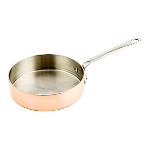 Restaurantware 2 Ounce Mini Saute Pan 1 Copper Plated Saucepan - Ergonomic Handle Oven-Ready Stainless Steel 12-Ounce Sauce Pot No-Corrosion For Sauces Dips Or Mini Dishes