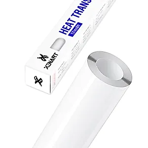 Xinart White Iron On Vinyl,12"x8ft White Htv for Christmas Pattern Shirts, White Heat Transfer Vinyl for Cricut Maker Joy Matte White Htv Vinyl Roll Everyday Easy to Weed ,X8001