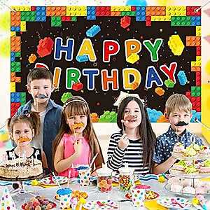 Building Blocks Party Decorations Colorful Blocks Birthday Backdrop Photography Children Kids Building Blocks Theme Party Supplies