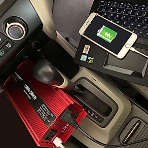 Yinleader 1500 Watts Car Power Inverter 12V to 110V,DC to AC Converter Dual AC Outlets and Dual 3.1A USB Ports for RV Caravan Truck Laptop Camping