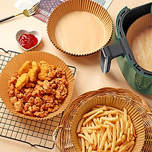 200Pcs Air Fryer Disposable Paper Liner, Round Non-Stick Air Fryer Liners Parchment Paper for Air Fryer Baking Roasting Microwave Oven (6.3 inch)