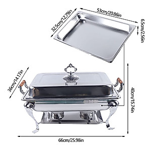 Chafing Dish Tray Buffet Catering Chafers Catering Stainless Steel Chafer Chafing Dish Set Buffet Party Food Warmerfor buffet, wedding and other banquet events Silver