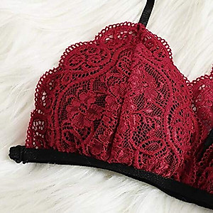Red Lingerie for Women, Blue Bodysuit Women Xs Lingerie Petite Sexy Lengerie Costume Floral Lace Lingerie Brag-String Thong Set Babydoll Sleepwear Underwear Bralette and (XL, Red)