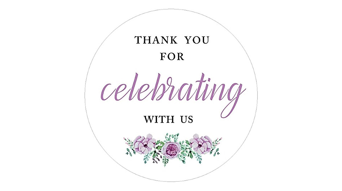40-pack 2" white floral thank you for celebrating with us label ...