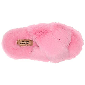 Amazon Essentials Women's Fluffy Slipper, Bright Pink, 8