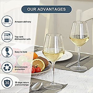 MICHLEY Unbreakable Stemmed Wine Glass 100% Tritan Plastic Dishwasher available Glassware 15 oz, Set of 4