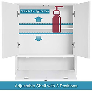 Tangkula Bathroom Mirror Cabinet, Wall Mounted Medicine Cabinet with Mirror Doors & Adjustable Shelf, Mirrored Bathroom Storage Cabinet, Bathroom Wall Cabinet, 21.5 x 5.5 x 24.5 Inches, White