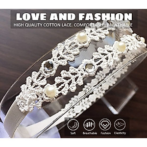 DANMY Baby Girl Super Elastic Headband,Cotton Lace Toddler Hair Band,Infant Soft Turban Hair Accessories Set