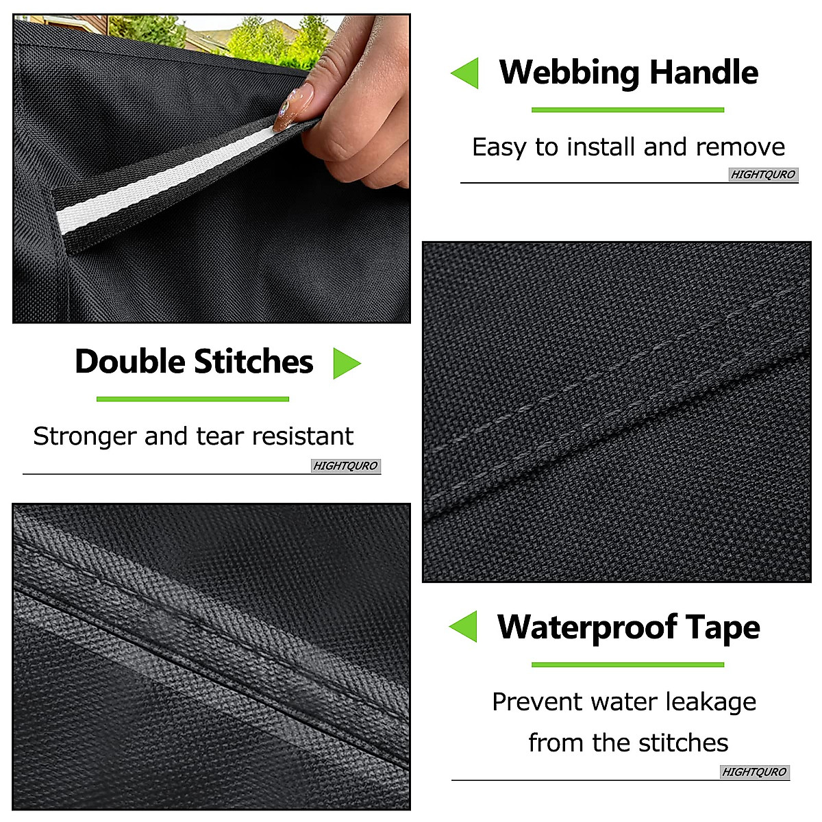 Outdoor Furniture Covers Waterproof, 600D Heavy Duty Patio Furniture Set Cover Outdoor Table and Chair Covers, 126"x126"x28" Square Patio Covers for Outdoor Furniture, Black with White Border