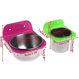 Hypeety Pet Birds Feeder Bowl Mirror Chew Toy Stainless Steel Cup Intelligence Toy for Small Parrots Macaw, African Greys, Cockatiels, Conure Cage Standing Swing Perch (Cage Cup L (3.31×2.05×1.97"))