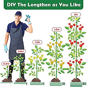 Cludoo 96pcs Garden Stakes Set with 30pcs Sturdy Fiberglass Plant Sticks Stakes Supports, Garden Clips, Connector, Twist Tie and Rotatable Clip for Vegetables, Tomato, Pepper, Trees, Fences DIY