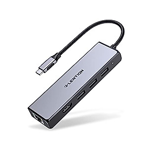 LENTION USB C Hub with a Gigabit Ethernet Port, 4K HDMI Display, 3 USB-A USB 3.0 Ports for MacBook Pro, MacBook Air, Dell, Lenovo, HP Laptops and More, Stable Driver Certified (C25, Space Gray)