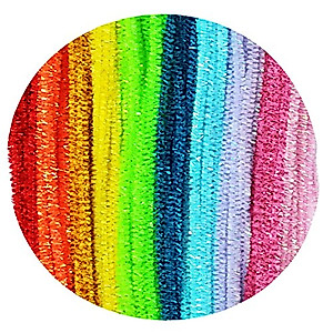 Carykon 100 PCS 12 Inch Iridescent Sparkly Tinsel Stems Pipe Cleaners (Pink)