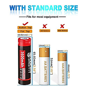 NBZZ Rechargeable Battery 3.7V Button top Battery 3600mAh Lithium Battery for Flashlight, Camera, Headlamps, Doorbells (2 Pack)