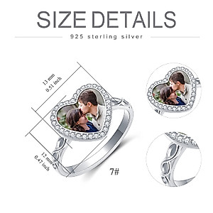 SLIACETE Custom Photo Ring 925 Sterling Silver Personalized Picture Ring Birthstone Ring Promise Rings Anniversary Jewelry Gift For Her Bride Women