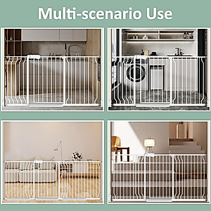 Extra Wide Baby Gate with Door, 57.4-62.2 Inch Walk Through Large Long Child Gates for Stair Doorway - Indoor Outdoor Safty Gate for Toddler Pet Dog Doggie White
