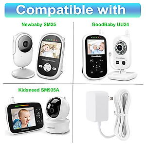 LEFXMOPHY UU24RX Charger for GoodBaby UU24TX UU24 SM35PTZ / Newbaby SM25RX SM25TX SM25 / Kidsneed SM935A Baby Camera Monitor 5V EP04-050070WXLZ Replacement Charging Cable Power Cord AC Adapter