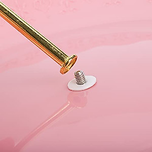 Tosnail 3 Pack 3 Tiers Pink Plastic Cupcake Stand Dessert Stand Tiered Serving Trays with 3 Styles Gold Rod, Party Serving Trays Fruit Pastry Holders for Wedding and Party - Heart and Flower Embossed