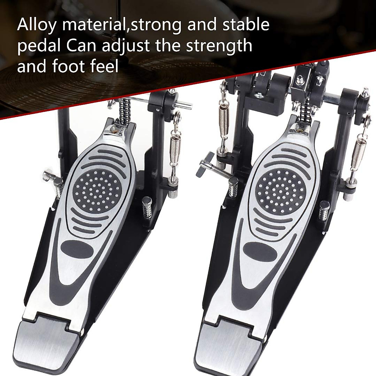 Double Bass Drum Pedal,Double Kick Bass,Electric Drum Kit Double Bass come with 2Pcs Drum Beater Sticks and 1Pcs Drum Key