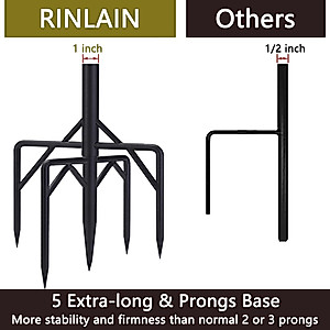 RINLAIN String Light Poles 2 Pack,110IN Height Adjustable Metal Stand Pole with Hooks for Hanging String Lights,Garden, Backyard,Patio Lighting Stand for Parties,Wedding