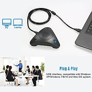 Portable Conference Microphone 360° Voice Pickup, Instant Conferencing Anywhere, Sound-Enhanced, Intelligent Noise Reduction, Compatible with Leading Platforms