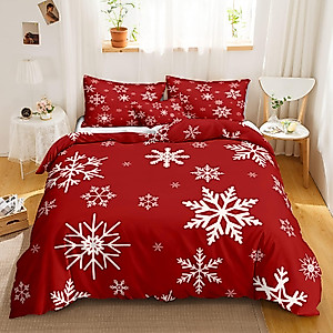 Amacigana Christmas 2-Piece Duvet Cover Set Bedding Set Ultra Soft Reversible Breathable 3D Printed Microfiber Comforter Cover Protector Cute Cartoon Bed Cover Set Pillowcases (04,Queen 90x90inch)