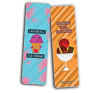 Funny Ice Cream Quotes Bookmarks (30-Pack) - Classroom Reward Incentives for Students and Children - Stocking Stuffers Party Favors & Giveaways for Teens & Adults