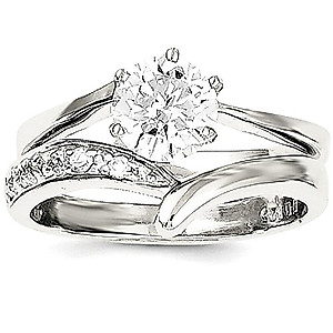 IceCarats 925 Sterling Silver Cubic Zirconia CZ Wedding Band Engagement Ring Bridal Jewelry Set