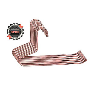 YUNAI 3Pcs Stainless Steel Pants Hangers, Open Ended Hangers, Jean Hangers, Strong Durable Anti-Slip Slacks Hangers for Space Saving.(Rose Gold)