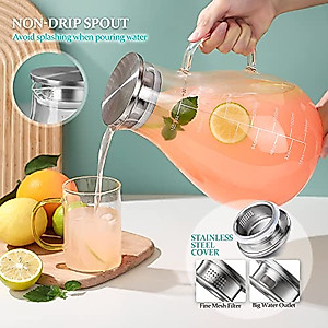 Glass Pitcher with Lid 1 Gallon Pitcher, 105.6oz Glass Water Pitcher with Precise Scale Line, The First Upgraded & Thicked Tea Pitcher 1 Gallon for Fridge, HOUSALE Easy to Clean Heat & Cold Resistant