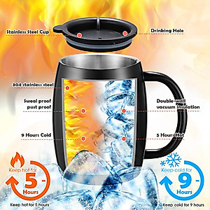 Vesici 4 Pcs Coach Appreciation Gifts 16 oz Insulated Travel Coach Mug Stainless Steel Coffee Tumbler Double Wall Cup for Men Women Soccer Football Basketball Thank You Gifts(Black)