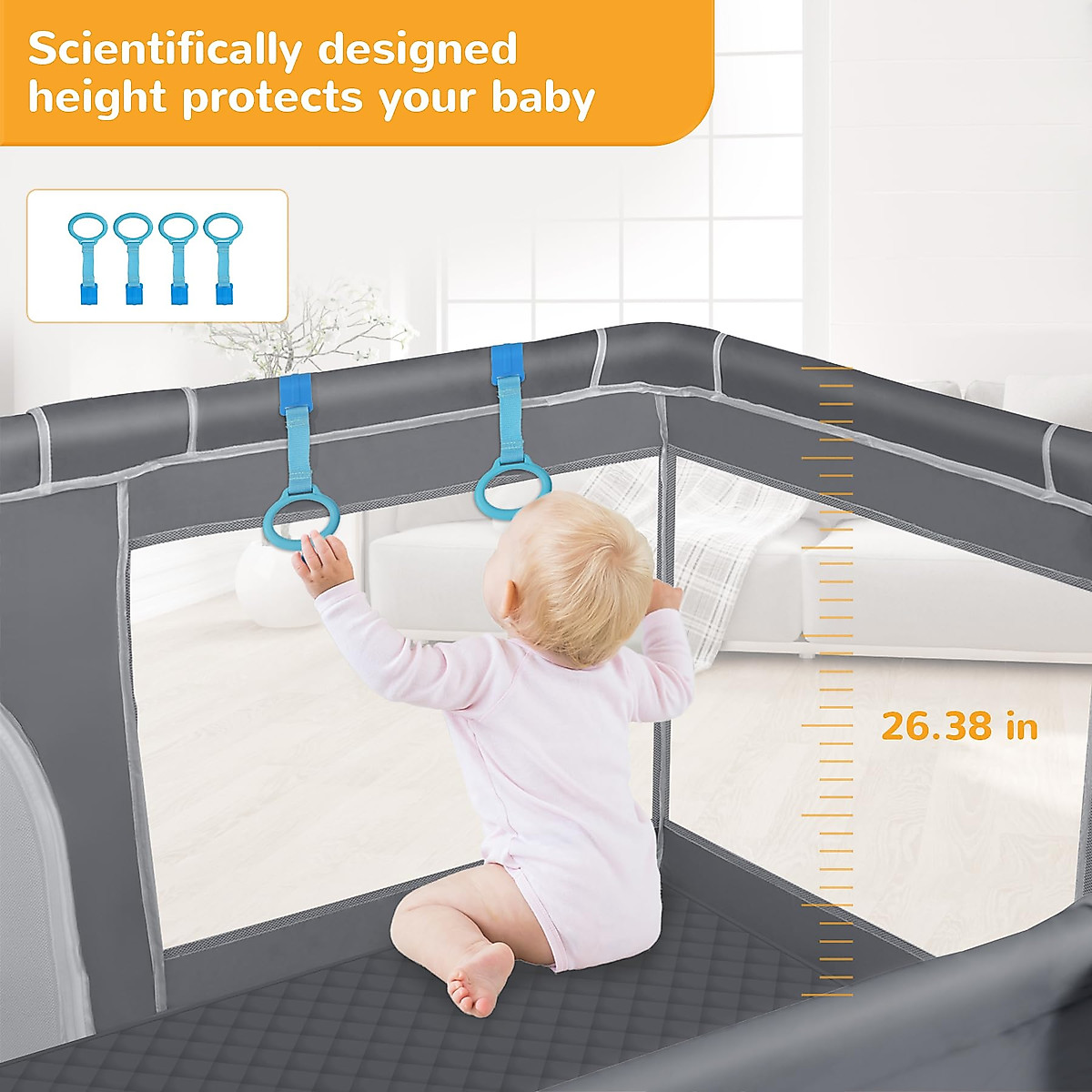 Baby Playpen for Babies and Toddlers, 71 x 59 inch Baby Play Yards, Kids Play Pen for Indoor & Outdoor, Large Baby Playpen, Toddler Play Yard with Carrying Bag, Anti-Slip Base, Li'l Pengyu