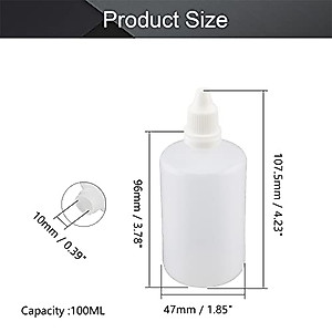 Othmro 3.3oz PE Lab Eye Plastic Dropper Bottles 3pcs, 100ml Squeezable Eye Liquid Dropper Thin Mouth Via of Liquid Sample Seal Storage Bottle with Childproof White Cap