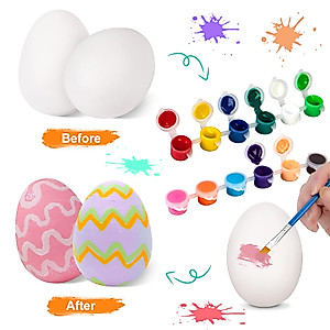 Easter Crafts for Kids, 8 Pcs DIY Coloring Egg Painting Kit Easter Squishy Stress Relief Toys Slow Rising White Squishies Eggs Easter Basket Stuffers Gifts Party Favors Classroom Prize Supplies