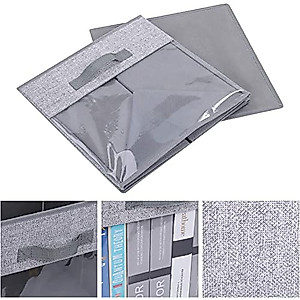 DIMJ Cube Storage Bins, 3 Packs Clear Window Fabric Storage Bin Organizer for Closet Shelves Home Storage Cubes Organizer with Handles