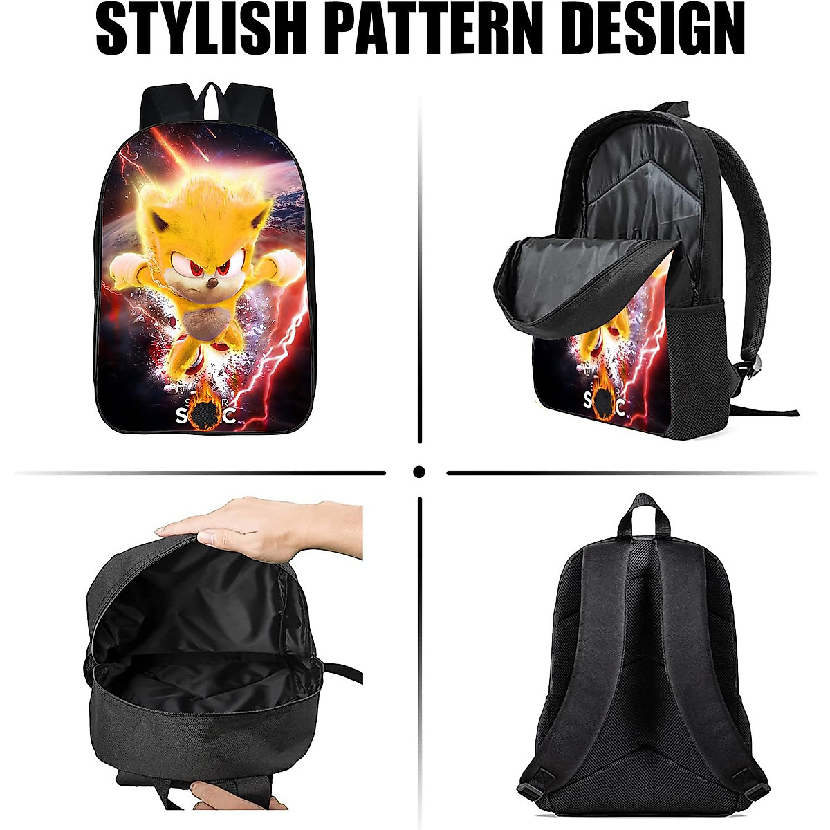 LMUCYISYIS Cute Hedgehog Backpack for School, 17 Inch Cartoon School Bag Large Capacity Bookbag Outdoor Travel Laptop Bag for Boys Girls Teens Gift (Cartoon 01)