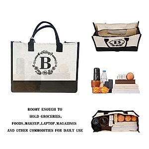 Qoosefun personalized bags for women,Tote Bag For Women,Initial Tote Bag For Women, Personalized gifts for women,beach bag, monogrammed gifts for women, Tote Bag With Zipper L