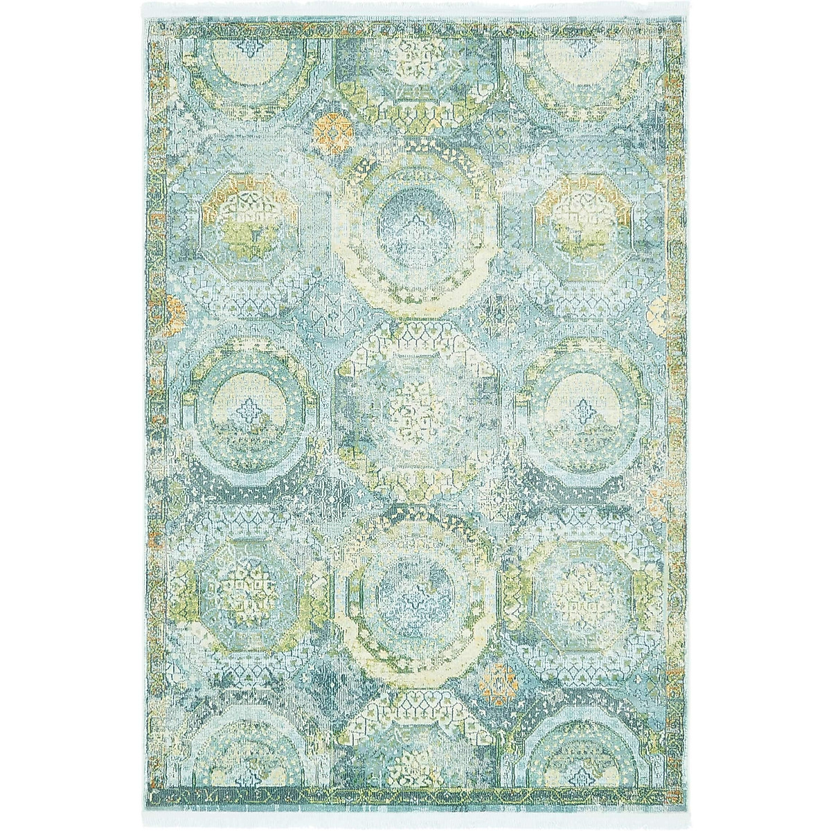 Unique Loom Baracoa Collection Area Rug - Coppelia (4' 3" x 6' 1" Rectangle, Light Blue/ Blue)