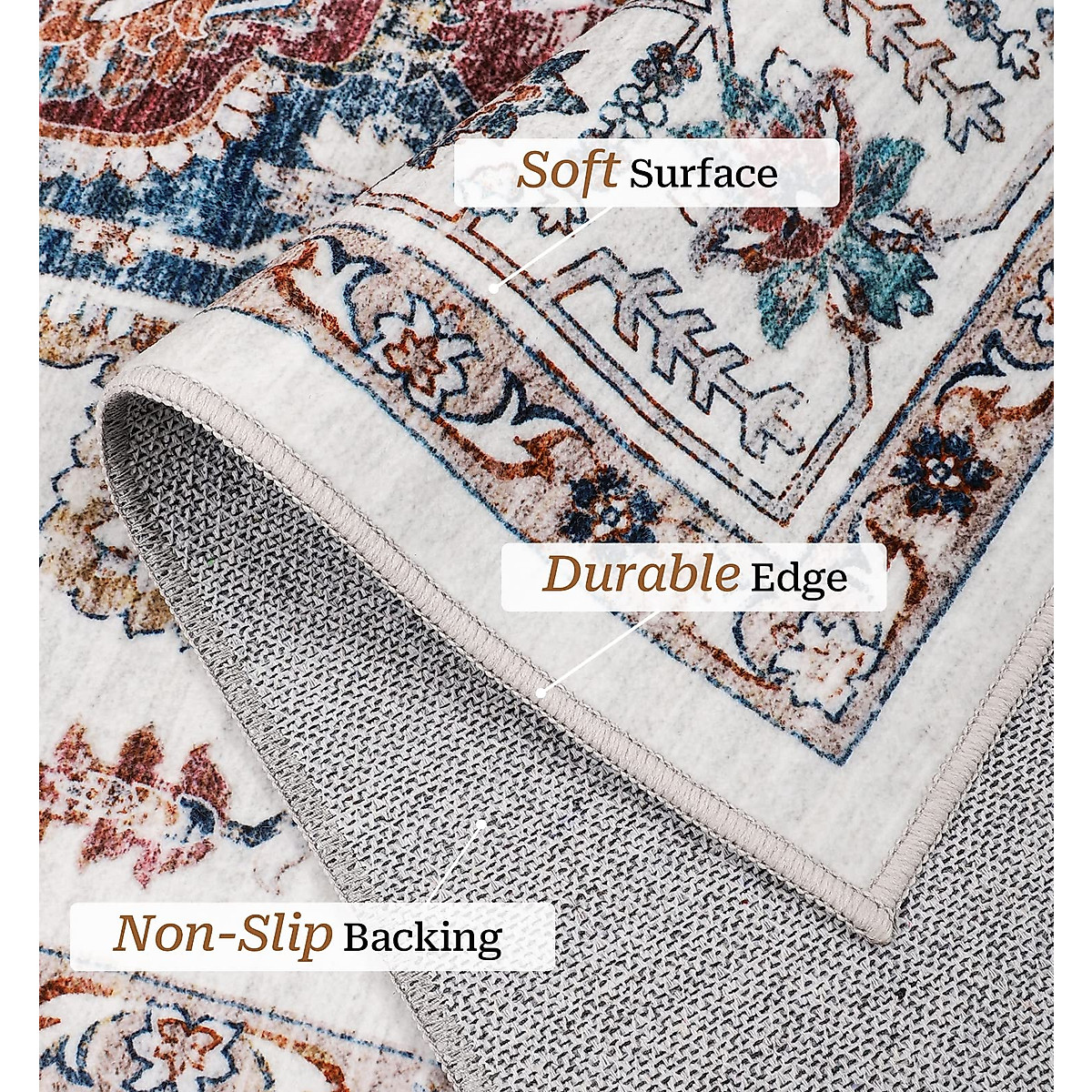 zesthome 8x10 Area rugs,Stain Resistant Washable Rug,Ultra-Thin Rugs for Living Room,Bedroom,Non-Slip Backing Home Decor Large Area Rug (Burgundy,8'x10')