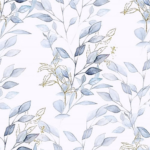 HeloHo 15.35" X 78.7" Green Blue Leaf Wallpaper for Bedroom Peel and Stick Self Adhesive Removable Wallpaper Waterproof Contact Paper for Furniture Living Room Bedroom Decor