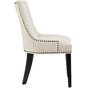 Modway Marquis Modern Upholstered Fabric Dining Chair with Nailhead Trim in Beige
