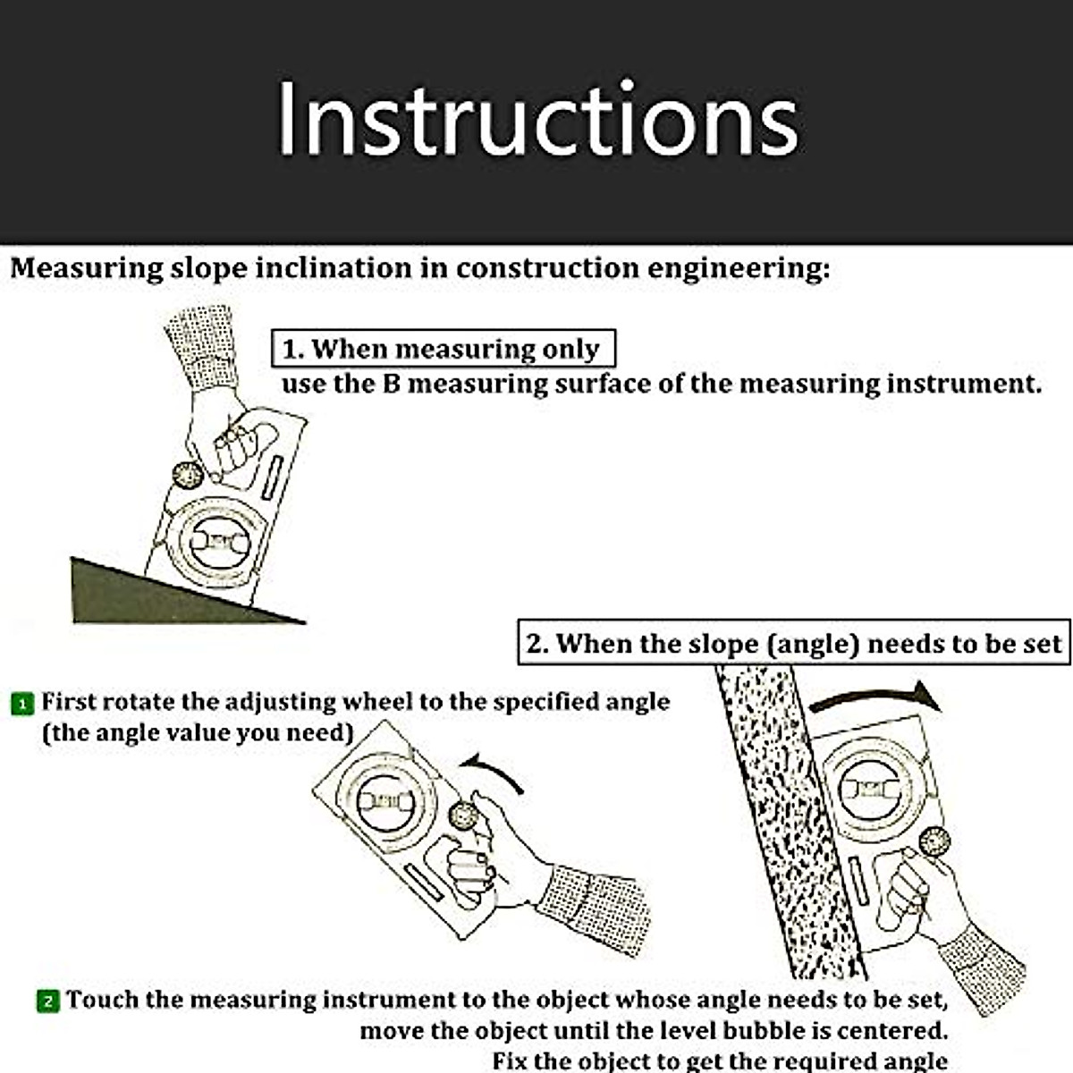 Universal Slope Angle Meter, Dual-Scale Rotary Pitch Finder with Level Vial + Thumb Dial, 0-180 Degree Inclinometer Magnetic Multifunctional Level Protractor