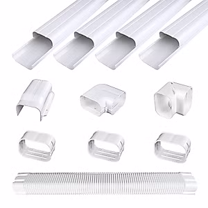 Pearwow 4" W 16.5Ft L Mini Split Line Set Cover Kit, Decorative Tubing Cover for Ductless Mini Split AC,Heat Pumps Systems,Air Conditioner Accesories