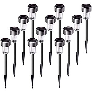 Solar Lights Outdoor Christmas, SUNNEST 12Pack Stainless Steel Outdoor Solar Lights - Waterproof, LED Landscape Lighting Solar Powered Outdoor Lights Solar Garden Lights for Pathway Patio Yard