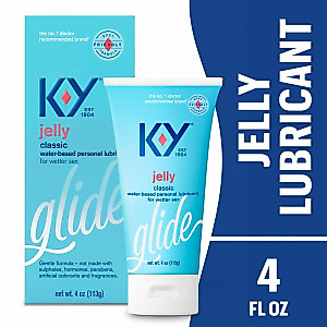K-Y Jelly Lube, Personal Lubricant, Water Based Formula, Safe to Use with Latex Condoms, For Men, Women and Couples, 4 FL OZ (Pack of 4)