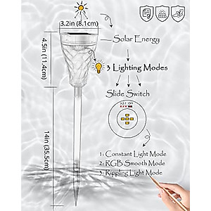 JACKYLED 8 Pack Solar Pathway Lights with Ripple Effect, 3 Modes, Solar Walkway Lights Outdoor Waterproof Garden Landscape Decorative Lighting Auto On/Off for Path Driveway Backyard Lawn