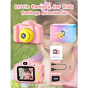 Miiulodi Kids Selfie Camera Children Digital Cameras for Kids Birthday 3-9 Year Old Girls Outdoor Toys Child Video Record for Toddler Age 3 4 5 6 7 8 9 Years Old Girl with 32GB