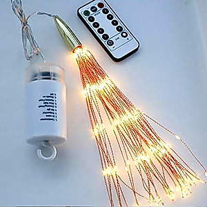 2 Pack Starburst Sphere Lights,200 Led Firework Lights, 8 Modes Dimmable Remote Control Waterproof Hanging Fairy Light, Copper Wire Lights for Patio Parties Christmas (2 Pack Battery Operated)